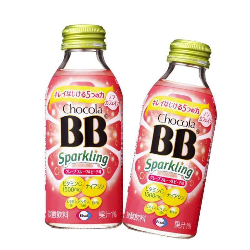 日本进口chocola BB人气饮品西柚桃子水果味碳酸饮料140ml
