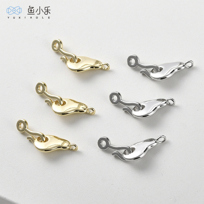 14k电镀真金保色异形鱼钩收尾扣diy手工珍珠手链项链连接扣头配件