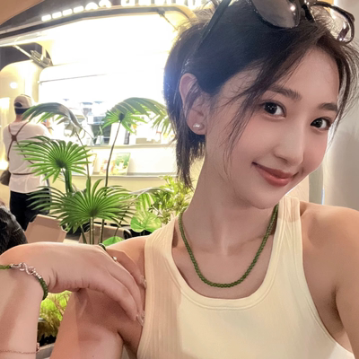 小众新中式轻奢纯银项链绿玛瑙