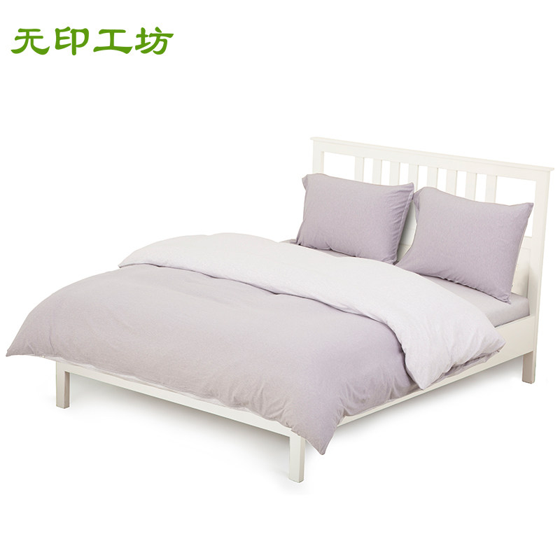 无印工坊纯棉床笠款四件套纯色简约针织全棉1.5/1.8双人床上用品