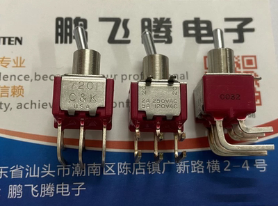 全新C&K 弯脚6脚2档钮子开关 7201MD9AQE  卧式摇头摇臂电源开关