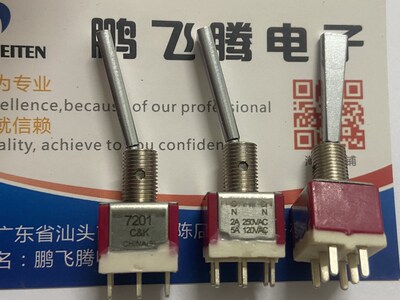 原装美国C&K 直插6叫档钮子开关 7201P1YZ3QE 长柄摇头摇臂电源