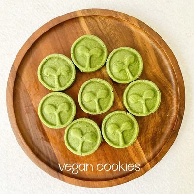 纯素手工抹茶卡通曲奇饼干 独立包装无添加无蛋奶少糖素食下午茶