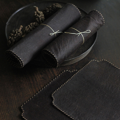 合行序 茶席香云纱老料布茶席手工缝制古朴素雅小众原创