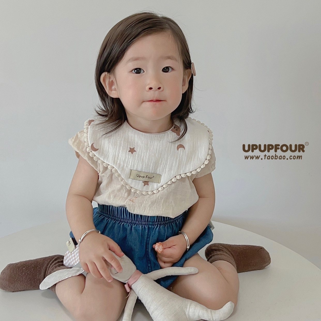 upupfour韩系ins宝宝口水巾宝宝正反可戴装饰领纯棉围嘴纯棉围兜_虎窝淘