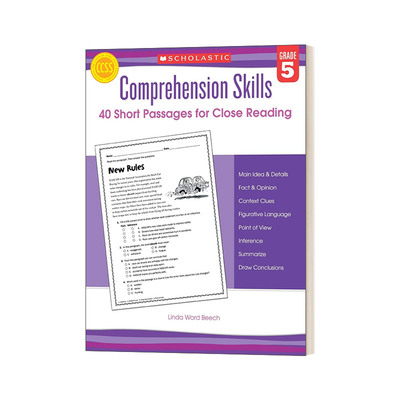 英文原版 Comprehension Skills 40 Short Passages for Close Reading Grade 5 学乐阅读理解技巧5年级 英文版 进口英语原版书籍