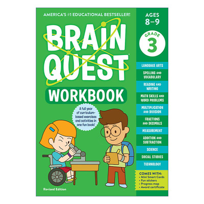 英文原版 Brain Quest Workbook 3rd Grade 大脑任务练习册三年级 美国学前小学生全科练习册 英文版 进口英语原版书籍