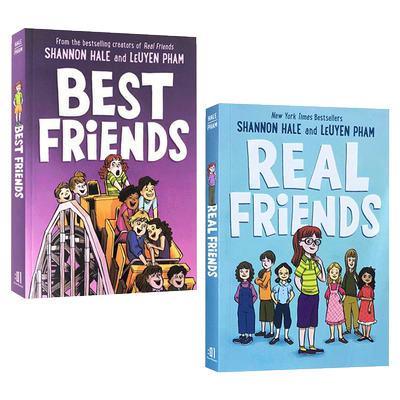 真正的朋友 友谊 全彩漫画2本桥梁章节书 Real Best Friends 英文原版  中小学生英语课外阅读书籍 学习校园社交技巧 Shannon Hale