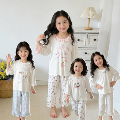 A类可降解～莱塞尔面料10A抗菌夏季亲子款儿童家居服套装GL2601