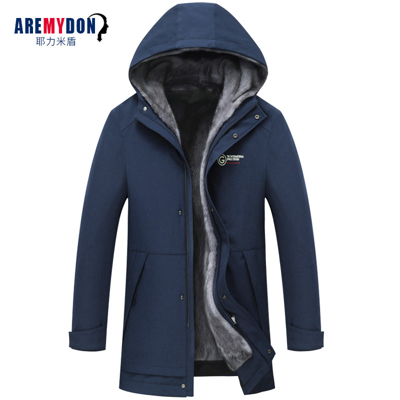 派克服男貂皮内胆中长款连帽水貂尼克服20新款裘皮外套真皮皮草冬