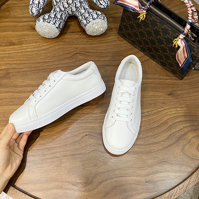真皮平底百搭小白鞋女