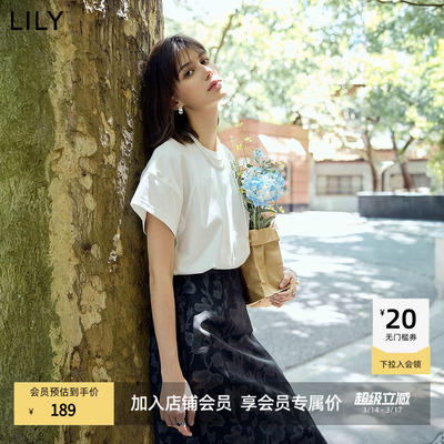 LILY通勤百搭纯色圆领简约短袖