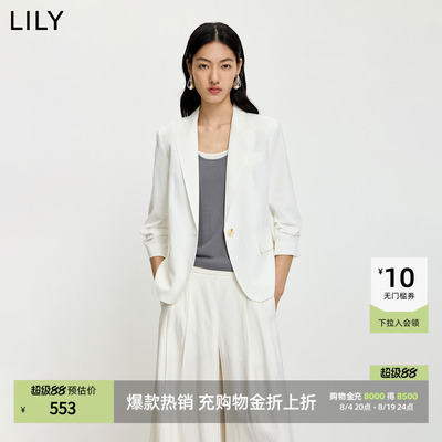 LILY通勤收腰混纺女装浅色西装