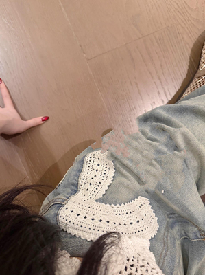 【高品质实拍yb】2026复古做旧水洗牛仔中裤女高腰显瘦蕾丝口袋