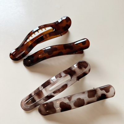 韩国东大门同款豹纹发夹后脑勺盘发懒人夹抓夹高级感一字夹鸭嘴夹