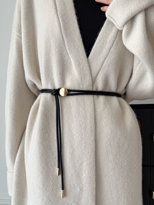 金属扣软皮绳腰带女配毛衣大衣装饰百搭可调节长款腰绳高级感潮