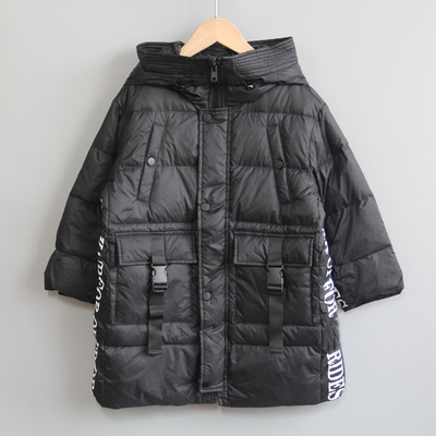 S-Y家110冬装 品牌折扣童装/长款羽绒服加厚外套44280黑