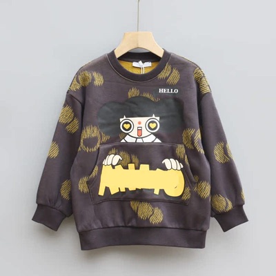 J-M家110-140秋 品牌童装折扣/棉加绒中厚休闲卫衣57060深灰