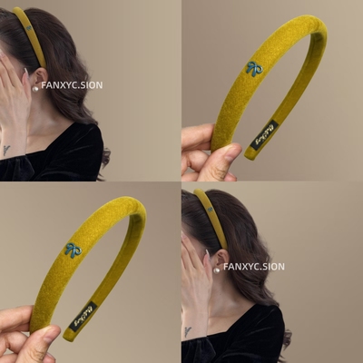 早秋复古丝绒港风蝴蝶结头箍