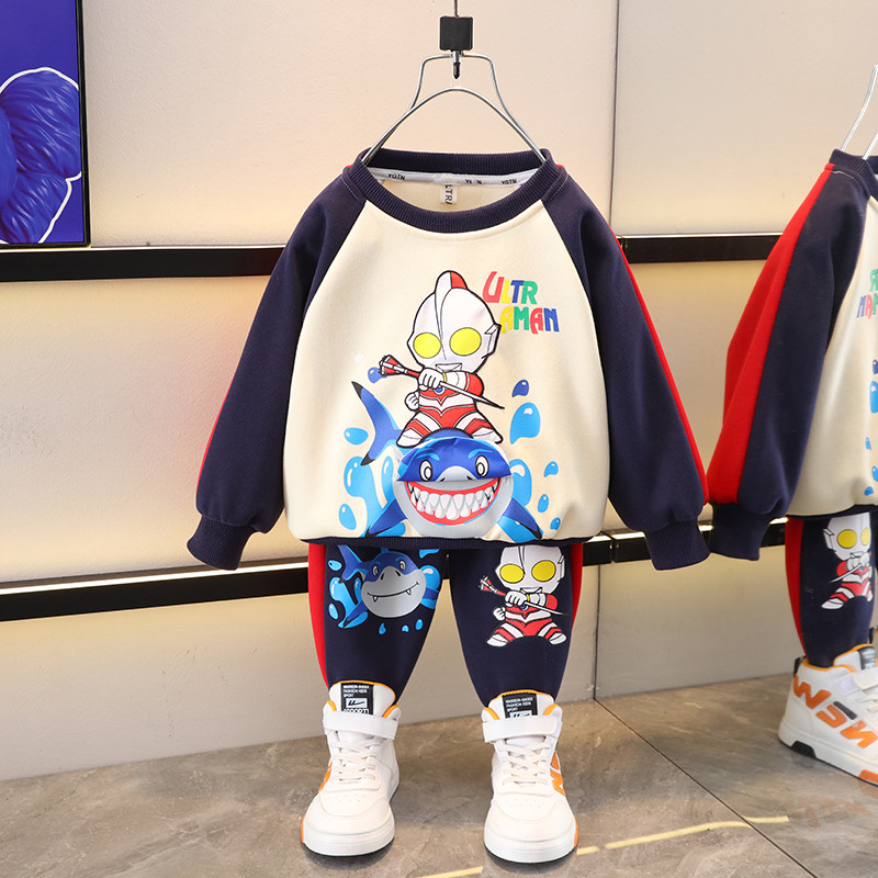 奥特曼衣服男童春秋套装2026新款小男孩运动卫衣两件套儿童装春装