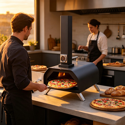 跨境Pizza oven 披萨炉带温度计折叠便携披萨烤炉家用商用烤箱