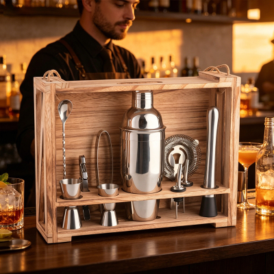 Cocktail Shaker Set复古酒具礼盒调酒用品不锈钢鸡尾酒调酒套装