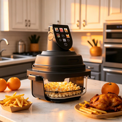 跨境 Air fryer 4合1家用可视热空气炸锅薯条机电烤箱大容量双锅