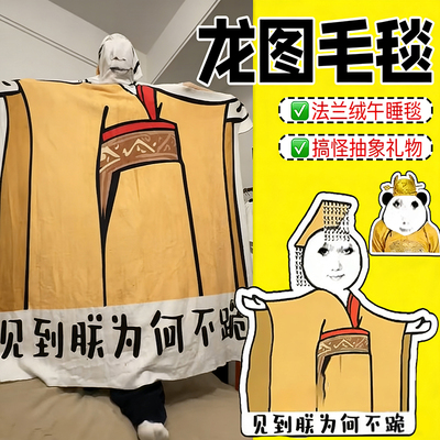 见朕为何不跪毯子办公室午睡毯法兰绒披肩毯斗篷龙图连帽披风毛绒
