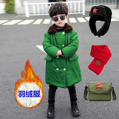 东北军大衣羽绒服新款长款儿童男女童宝宝大小童冬季中长款加厚潮