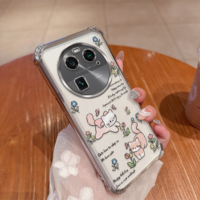 可爱小喵适用oppofindx6手机壳findx6pro保护oppo硅胶套镜头全包气囊防摔透明find软壳x6女oppox新款高颜值薄