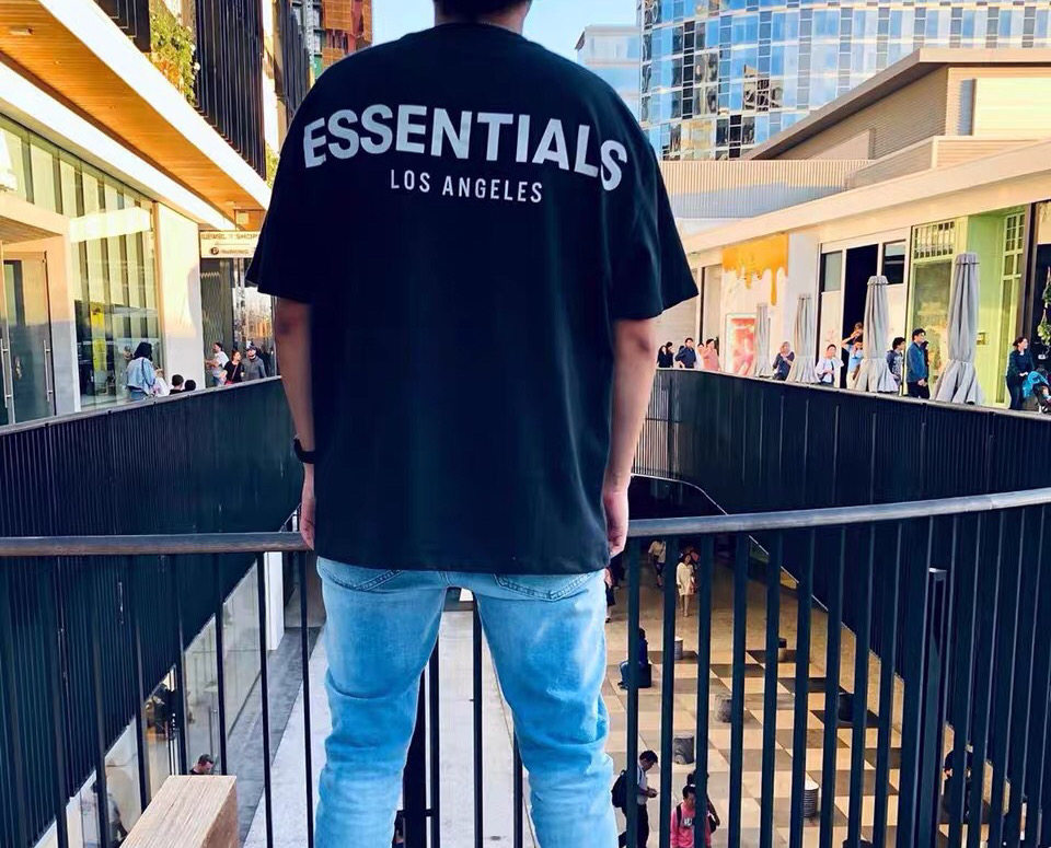 ESSENTIALS LA洛杉矶限定反光高街宽松短袖T恤男女加肥加大特大码