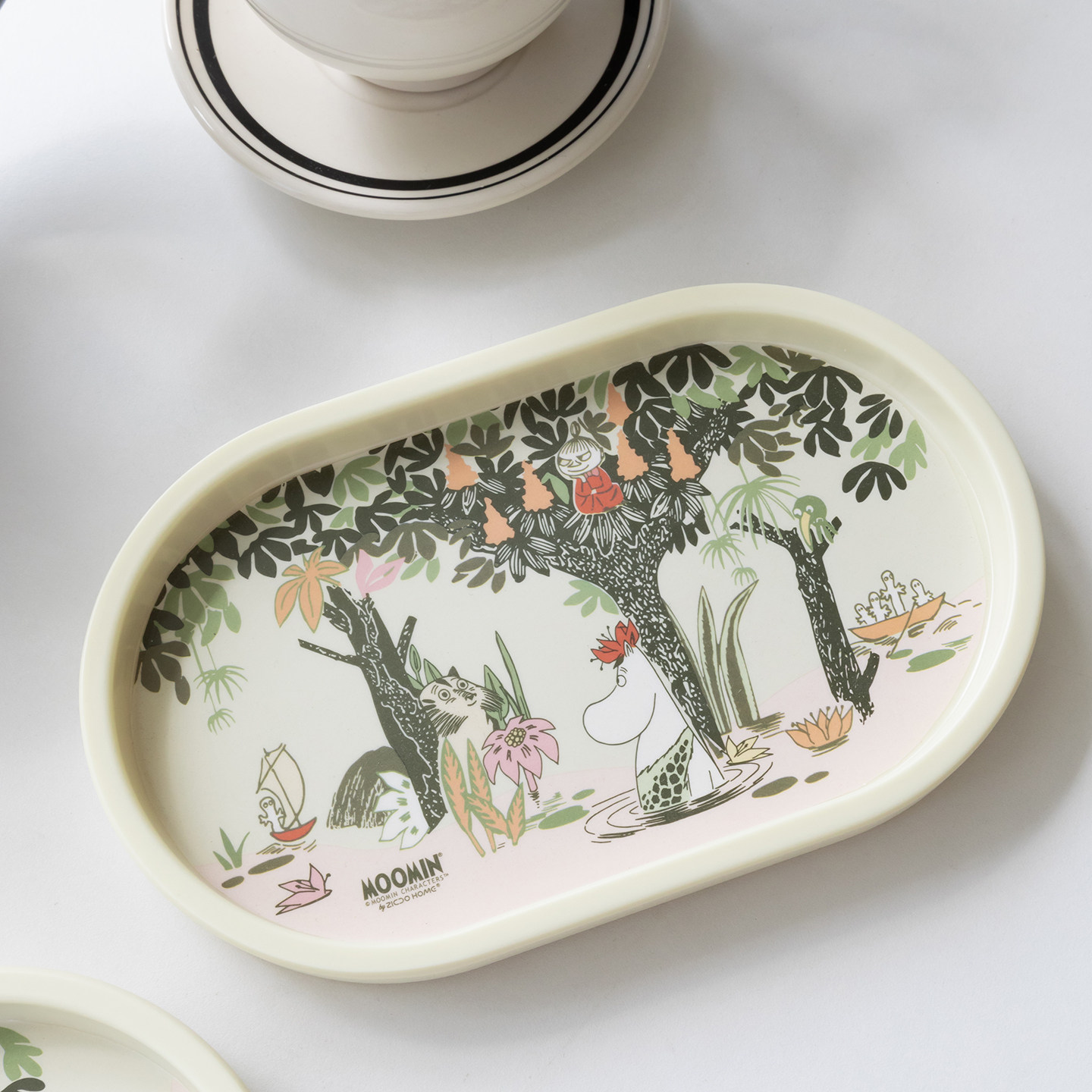 zicco姆明moomin花涧嬉游甜品碟饼干盘早餐点心盘食品级密胺树脂