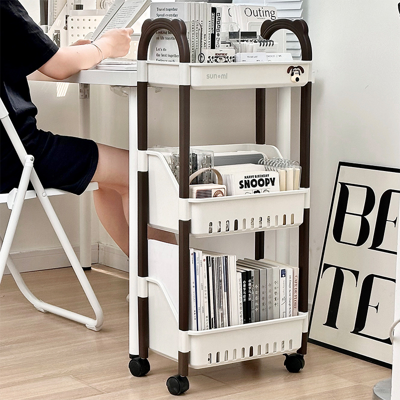 移动书架置物架书本零食收纳架落地多层桌下小推车书桌旁整理架子_虎窝淘
