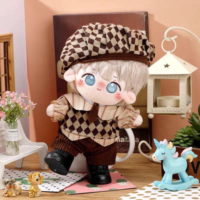 10cm20cm棉花娃娃衣服套装复古学院风毛绒玩偶公仔换装英伦风娃衣