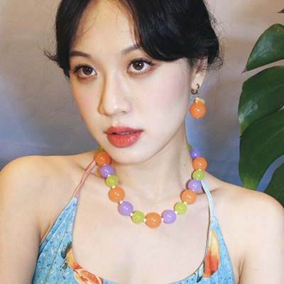 BOMBCACA热带岛屿系列 一口多汁 夏日多巴胺糖果色圆球小水果耳环