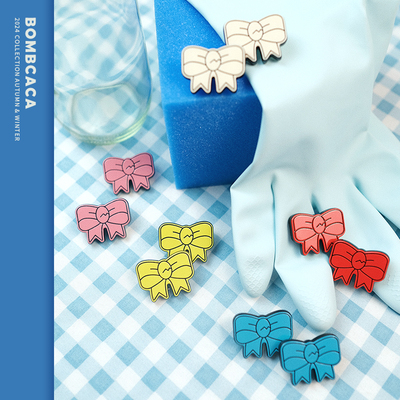 BOMBCACA 原创破蛋蝴蝶结简约可爱小巧耳环耳钉