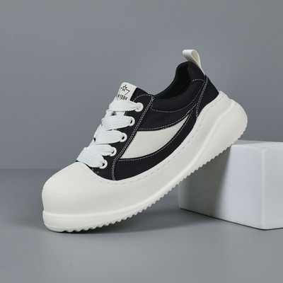 男士春季厚底高帮透气帆布鞋