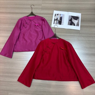 阅悦-针斜襟口袋简约百搭桑蚕丝双宫丝小衫(配胸针)YS286-G322