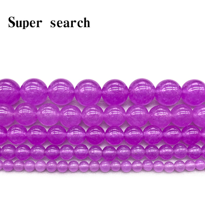 diy浅紫色圆珠子玛瑙耳环坠玉髓