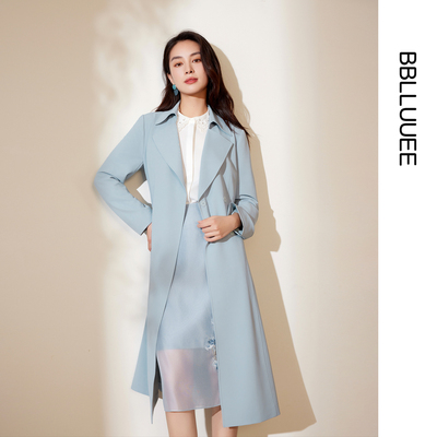 【经典戗驳领】粉蓝衣橱2025秋装新款正肩袖外套大气简约长风衣女
