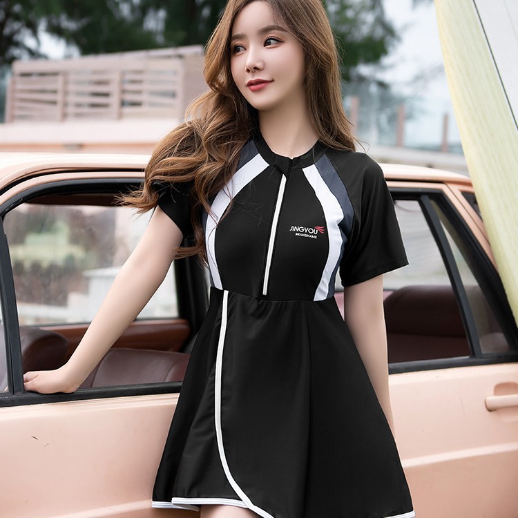 韩国新款加肥加大码裙式潜水服女连体速干水母衣冲浪服户外运动