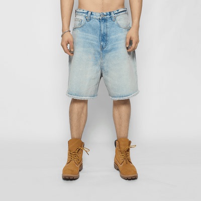 dokie五分裤猫须潮水洗牛仔短裤