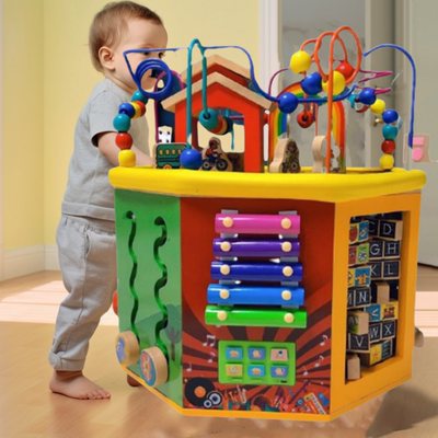 木质八面体多功能益智早教玩具