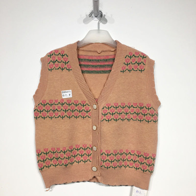 容系列 D99411 时尚针织马夹品牌女装折扣