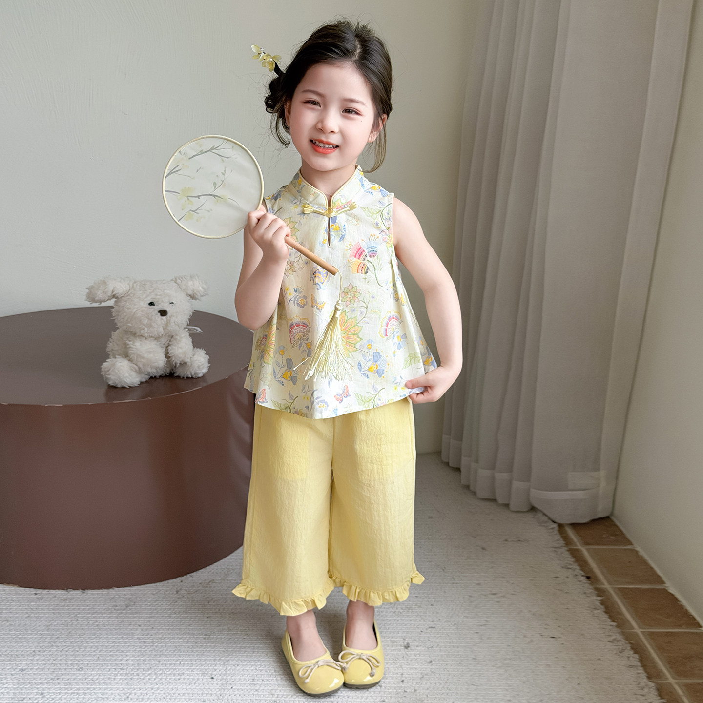 女童国风套装夏季新款新中式薄款端午两件套夏装宝宝唐装汉服童装