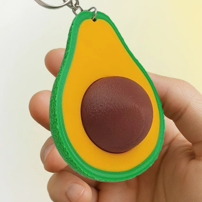 跨境爆款3D打印解压玩具按压牛油果带钥匙扣挂件摆件吊饰
