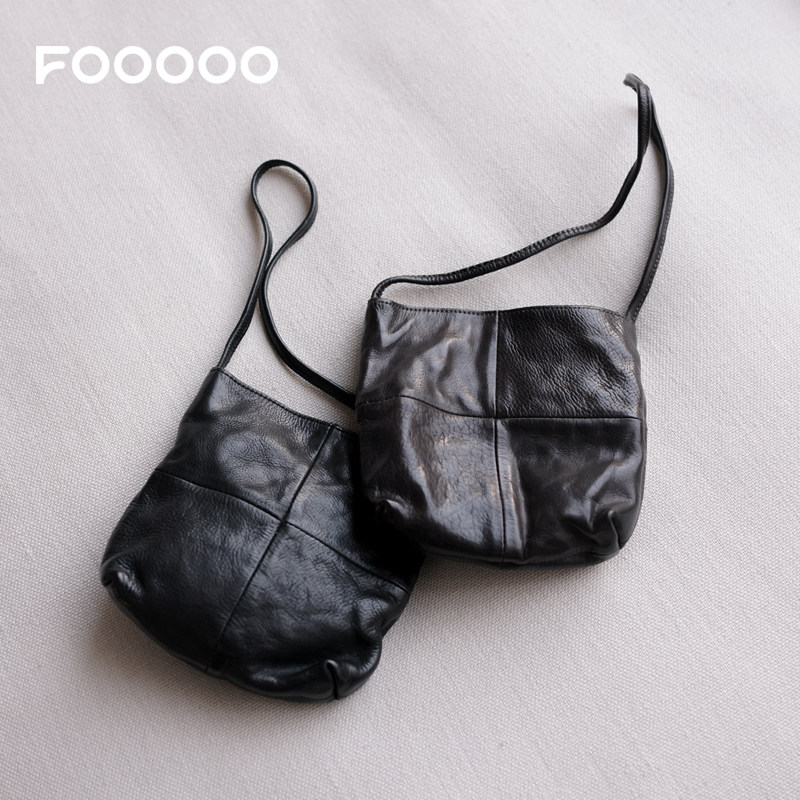 FOOOOO植鞣系列「黑巧小方腋下小小包」质感精致手提单肩迷你包包_虎窝淘