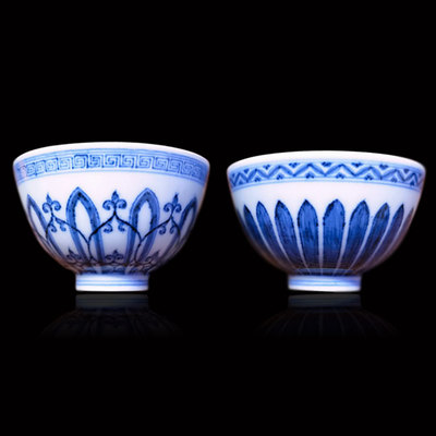 春风祥玉邹俊窑老春仿明代鸡心宝相杯对杯 早期手绘茶杯主人杯子