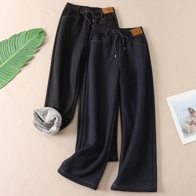 650克~特厚仿兔绒直筒休闲裤子