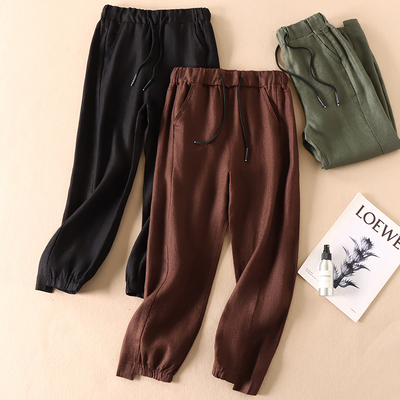 百搭文艺高腰棉麻休闲裤